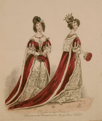 Fashion plate depicting peeresses in coronation robes