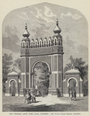 The Victoria Arch, Peel Park, Salford (engraving)