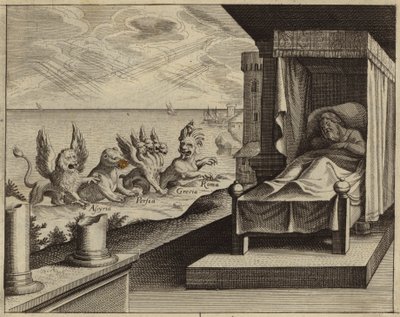 Daniel's dream of four beasts (engraving) by European School