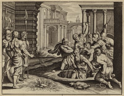 Jeremiah thrown into a cistern for prophesising the ruin of Jerusalem ...