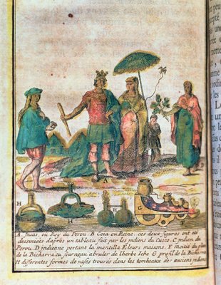 Illustration from a history of Peru showing an Inca King and Queen with ...
