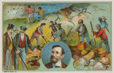 Invention of dynamite by Alfred Nobel by French School
