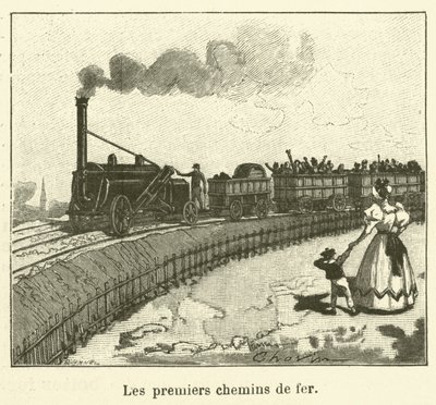 The first railways (engraving) by French School
