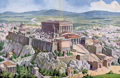 The Acropolis in Athens in Ancient Greece, 1914