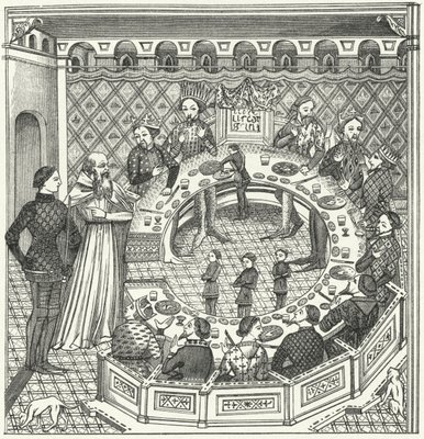 King Arthur and the Round Table (engraving) by German School