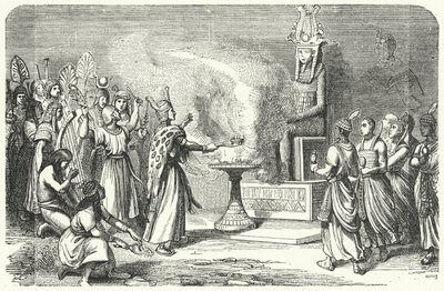 Priests performing a sacrifice in Ancient Egypt