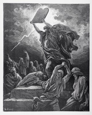 Moses Breaking the Tablets of the Law, engraved by Hotelin, c.1868
