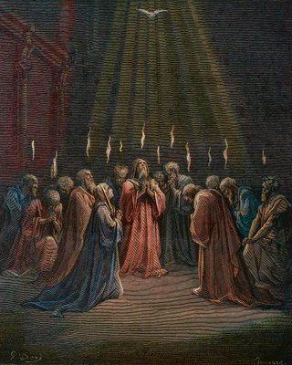 Pentecost - The descent of the Holy Spirit (engraving)