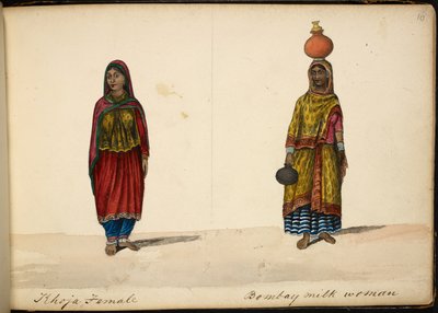 Khoja woman; Bombay milk-seller by Indian School