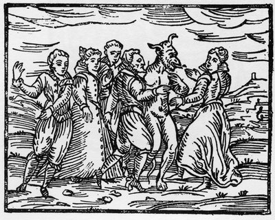 Witches dancing with the Devil, illustration from Compendium ...