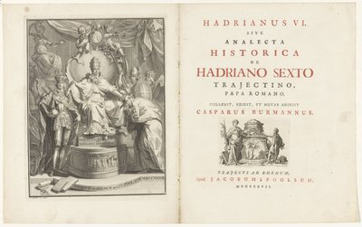 Tronende paus Adrianus VI Title page for: Kaspar Burmann, Hadrian VI ...