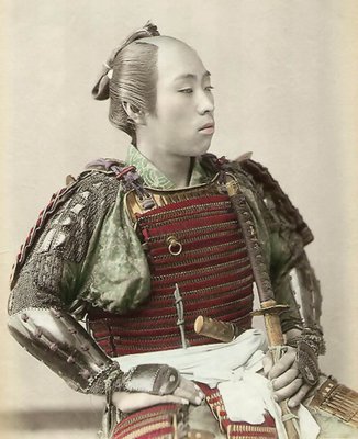 Portrait of a Samurai of Old Japan armed with full body armour, 1890 ...