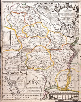 Map of the diocese of Uzes (France) by Jean Baptiste Nolin