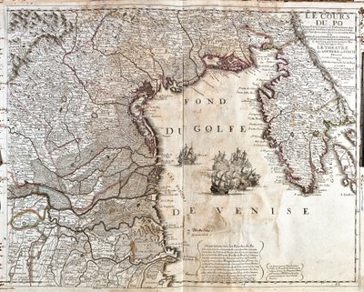 Map of the mouth of the Po in Italy (Engraving