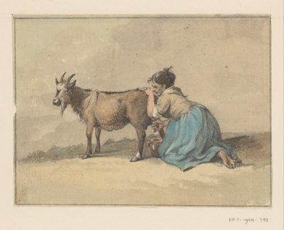 Woman milking a goat by Jean Bernard: Buy fine art print