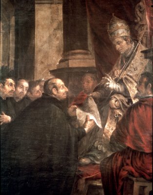 St. Ignatius receiving the papal bull of the foundation of the company ...
