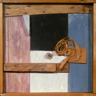 Merz picture with candle by Kurt Schwitters