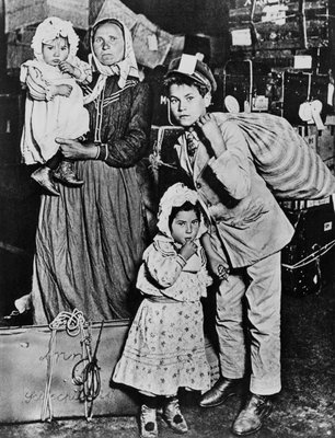 Immigrants arriving at Ellis Island in the early 20th century
