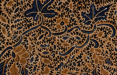 Batik with traditional floral design, Surakarta, Java, Indonesia ,detail