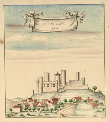 Castle of Châlus in 1460 by Louis Boudan: Fine art print