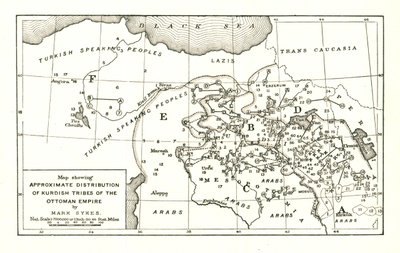 Map showing Approximate Distribution of Kurdish Tribes of the Ottoman ...