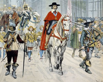 Cardinal Richelieu riding in the streets of Paris