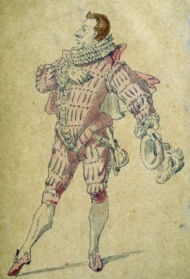 Leandro, Commedia dell'arte character, drawing by Maurice Sand (1823-1889)