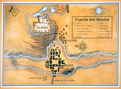 Map of the Alamo area in San Antonio based on Santa Anna's original ...
