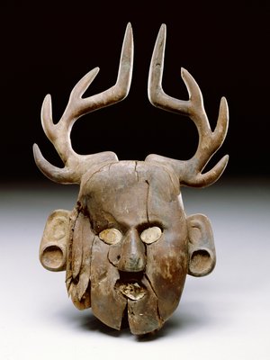Mask with antlers, 1400-1600 (wood and bone)