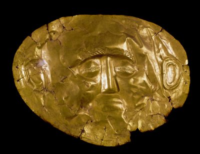 Mycenaean Art: Gold Funerary Mask from Mycenae by Mycenaean