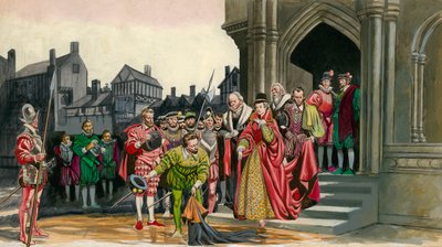 Sir Walter Raleigh lays down his cloak for Queen Elizabeth I