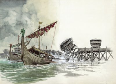London Bridge Being Pulled Down in the Viking Attack Led by Olaf The ...