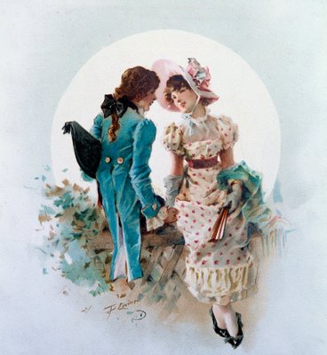 Moonlight Gallant Scene. Lithograph by Philippe Jacques Linder (1835 ...