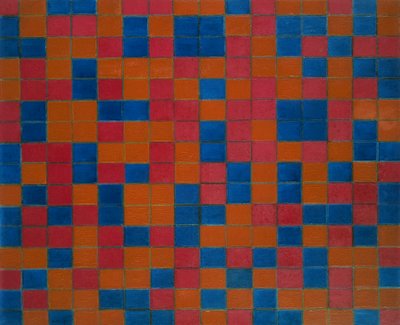 Checker board composition with dark colours by Piet Mondrian