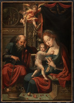 Holy Family (oil on panel) by Pieter Coecke van Aelst