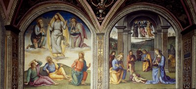 Transfiguration and Nativity by Pietro Perugino