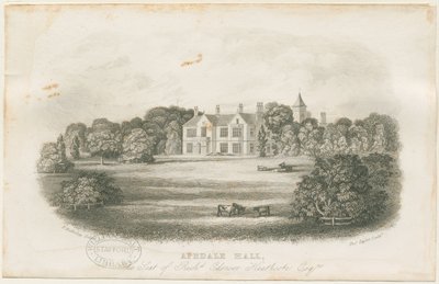 Apedale Hall House and Park: steel engraving, nd [late 18th cent]