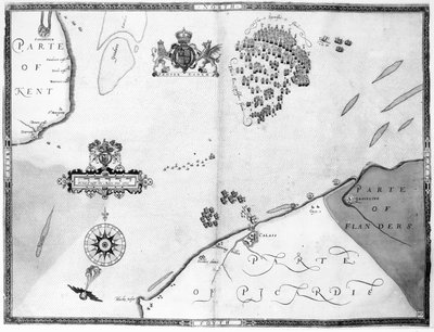 Map No.10 showing the route of the Armada fleet, engraved by Augustine ...