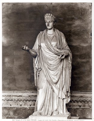 Statue of a Vestal Virgin or Priestess of Romulus (marble) (b/w photo)