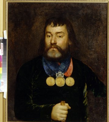 Portrait of the poet Constantin Zlobin (1777-1813). Proudly wearing ...