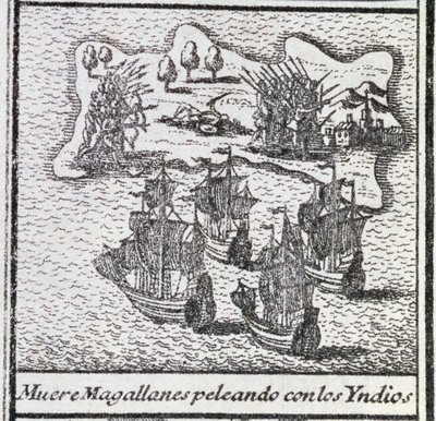 The death of Magellan in a battle with the Indians