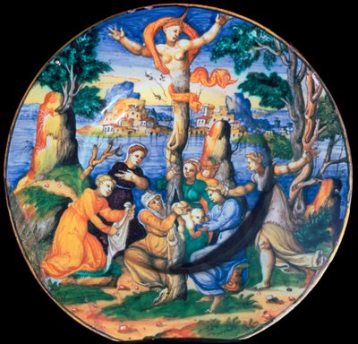Italian Earthenware Plate Showing the Birth of Adonis