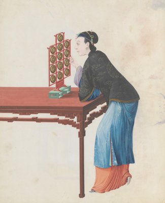 Watercolour of musician playing yunluo, late 18th centu... (#1164729)