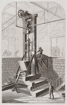 19th century stamp mill, also known as a stamp battery or stamping mill