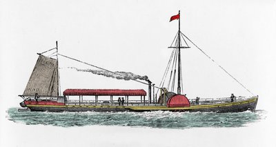 First Voyage of the Steamboat 'Clermont' by Robert Fulton, American ...