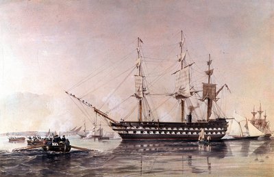 HMS Agamemnon 91 guns a Royal Navy - The HMS Agamemnon second line ship ...