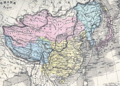 Map of China and Japan in the Middle of the 19th Century