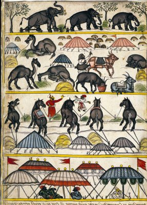 Mughal military camp. Page from the manuscript (ms.8300... (#1003408)