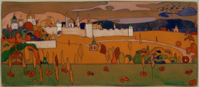 Walled city in autumn landscape by Wassily Kandinsky