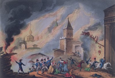 The Burning of Moscow, September 1812, engraved by Thomas Sutherland